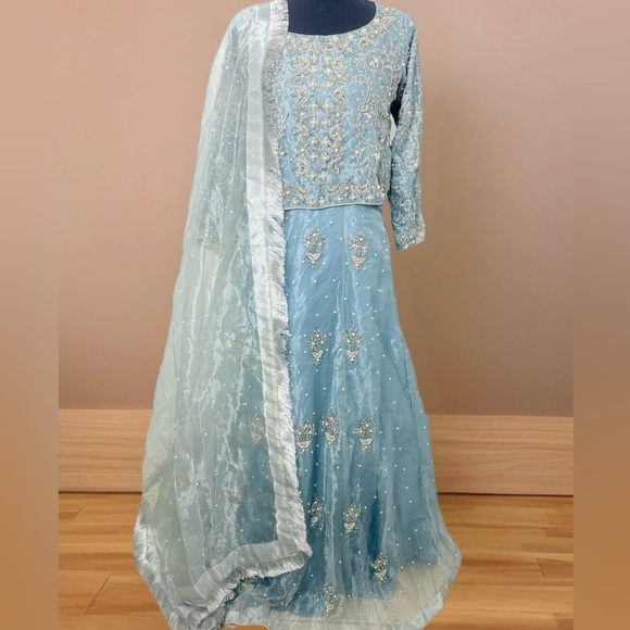 Lehengas | Elegant Light Blue Heavy Handwork Lehenga Set | Poshmark